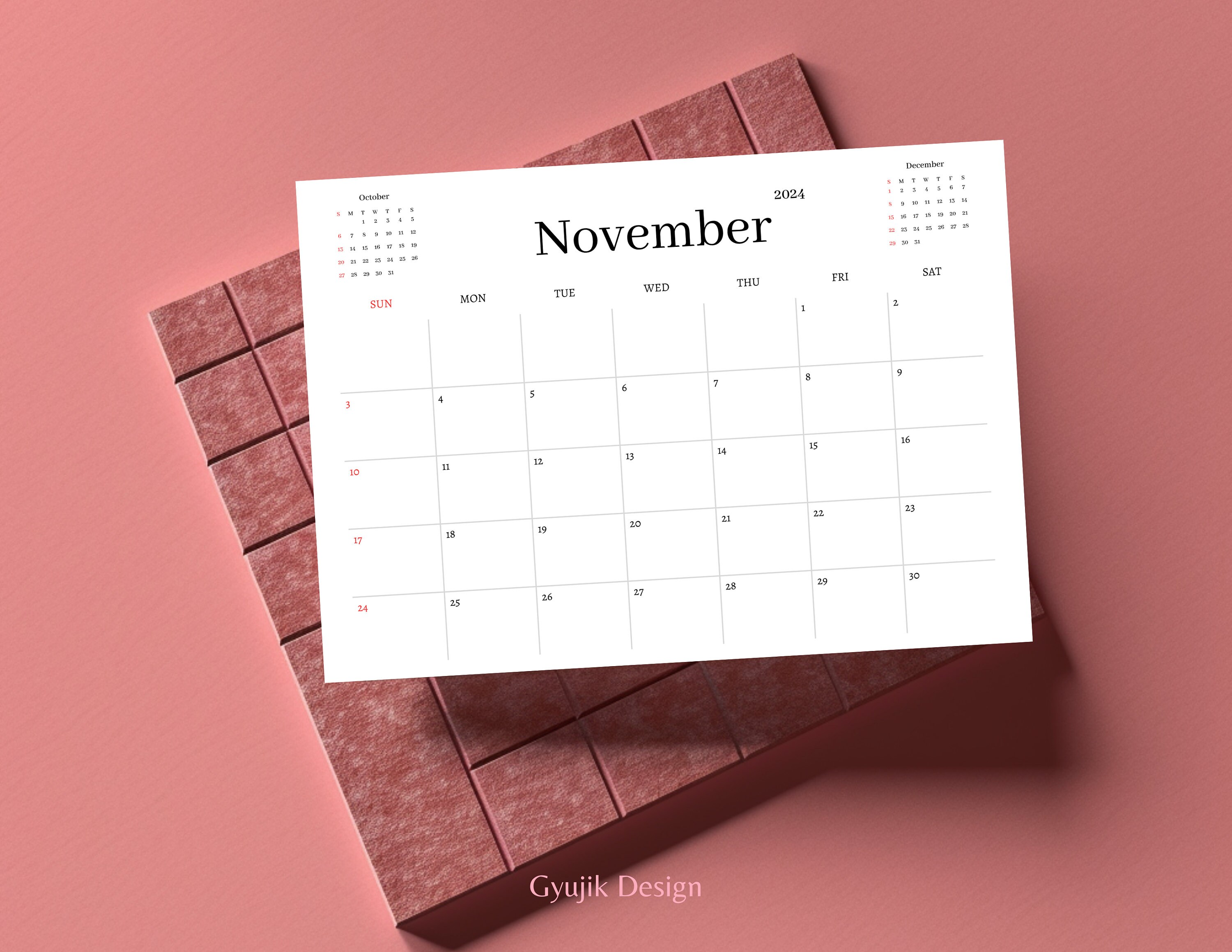 Printable 2024 Monthly Simple Calendar Bundle Simple Calendar PDF Files ...