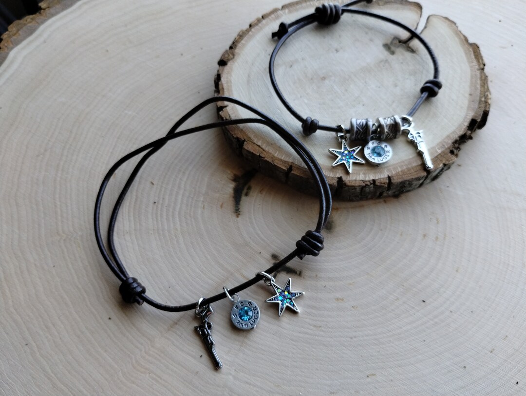 9mm Bullet Adjustable Leather Cord Charm Bracelet & Matching Anklet - Etsy