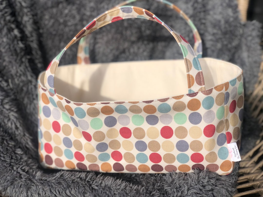 Multi-coloured Caddy/dolls Carry Cot With Natural Cotton Canvas Lining ...