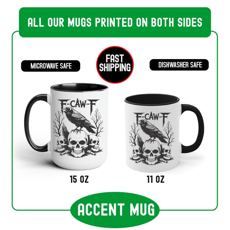 Fun Mug Funny F-caw-f Black Crow Coffee Mugs Raven Meme Farm Mugs ...