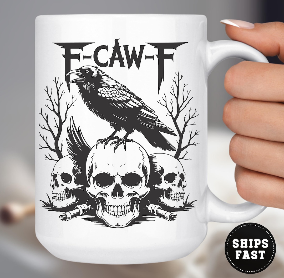 Fun Mug Funny F-caw-f Black Crow Coffee Mugs Raven Meme Farm Mugs ...
