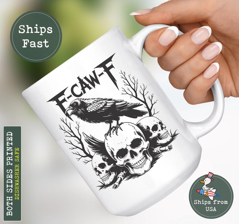 Fun Mug Funny F-caw-f Black Crow Coffee Mugs Raven Meme Farm Mugs ...