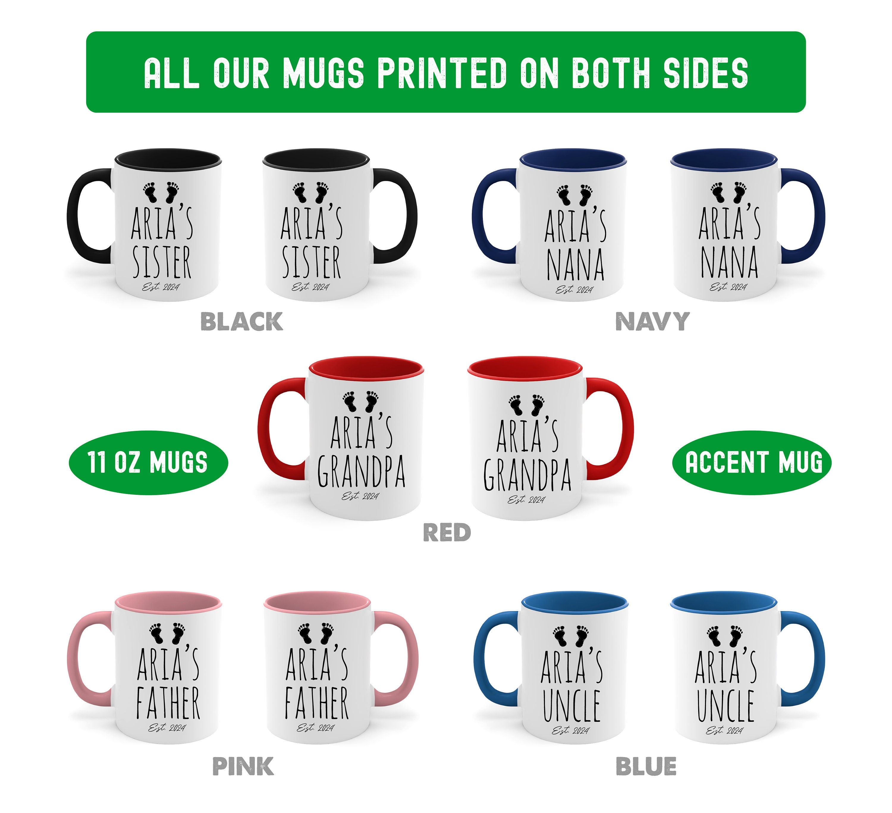 Personalized New Baby Mug, Custom Gift for Grandparents, Mama, Papa - Etsy