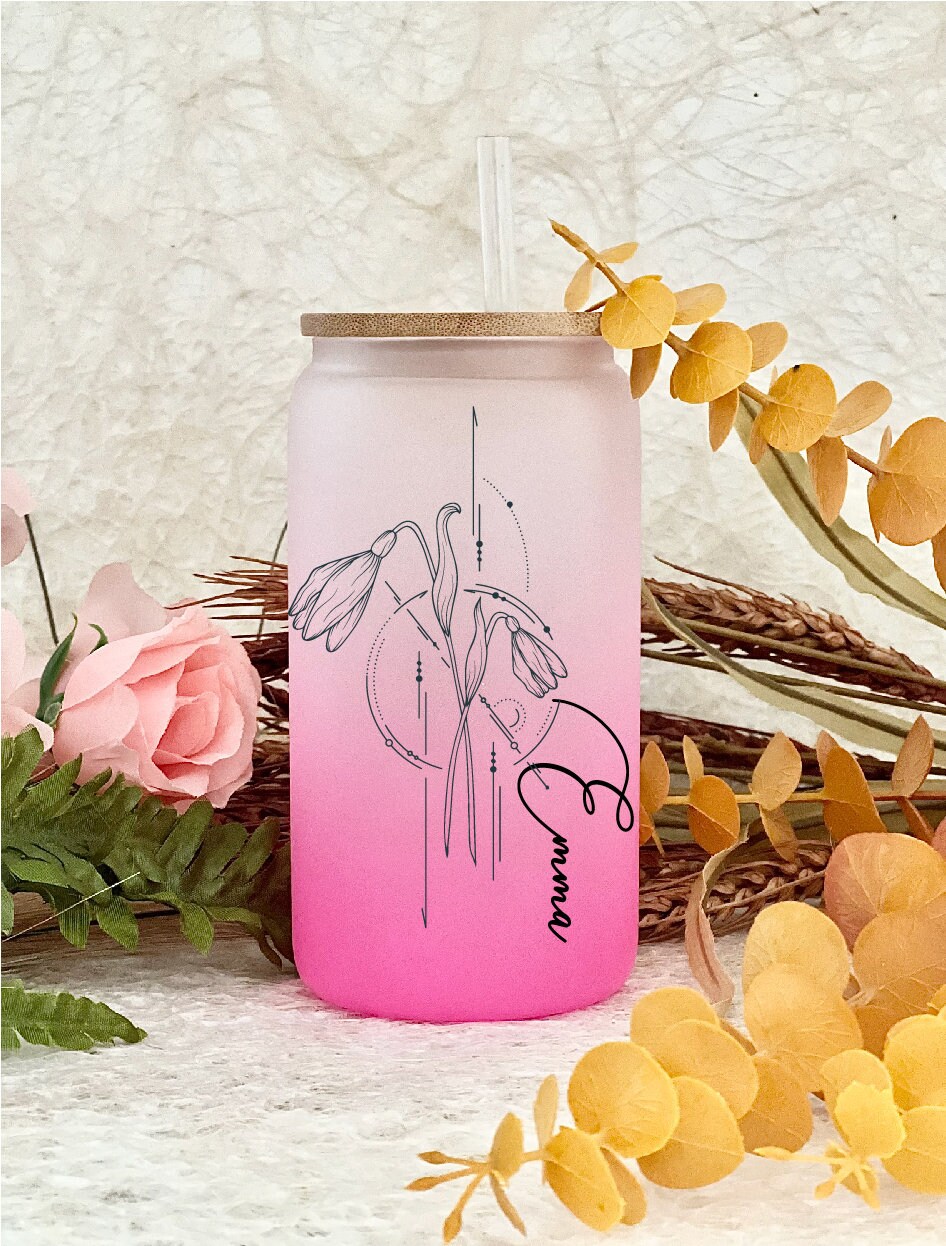 Custom Birth Flower Coffee Cup With Name Personalized Birth - Etsy