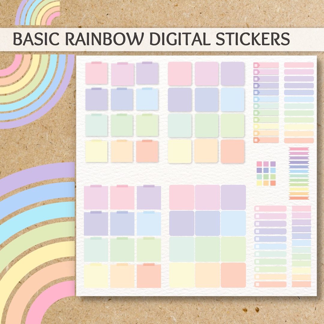 Digital Rainbow Goodnotes Sticker, Rainbow Clipart PNG, PNG Digital ...