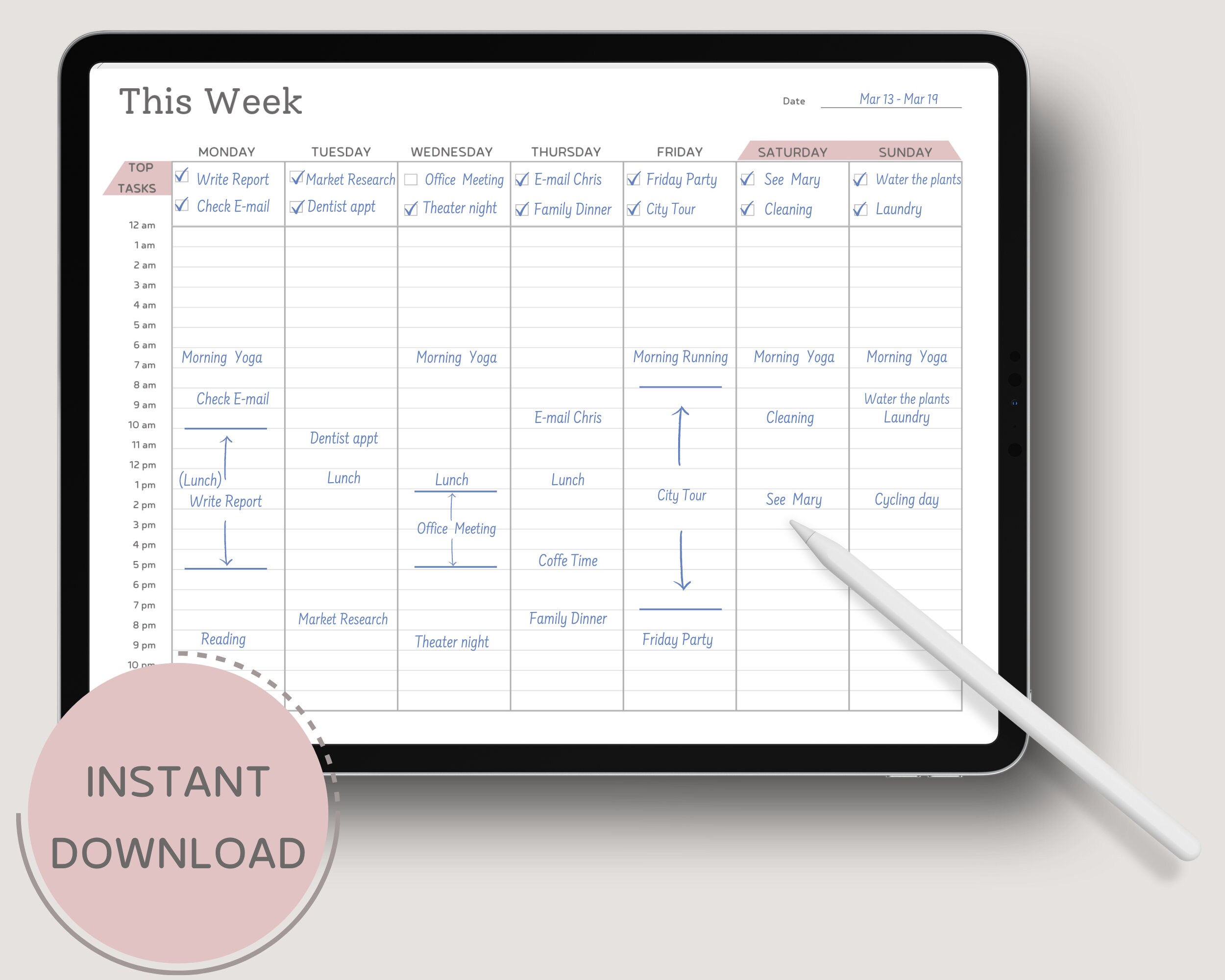 Goodnotes Digital Weekly Planner Time Blocking Weekly Daily - Etsy