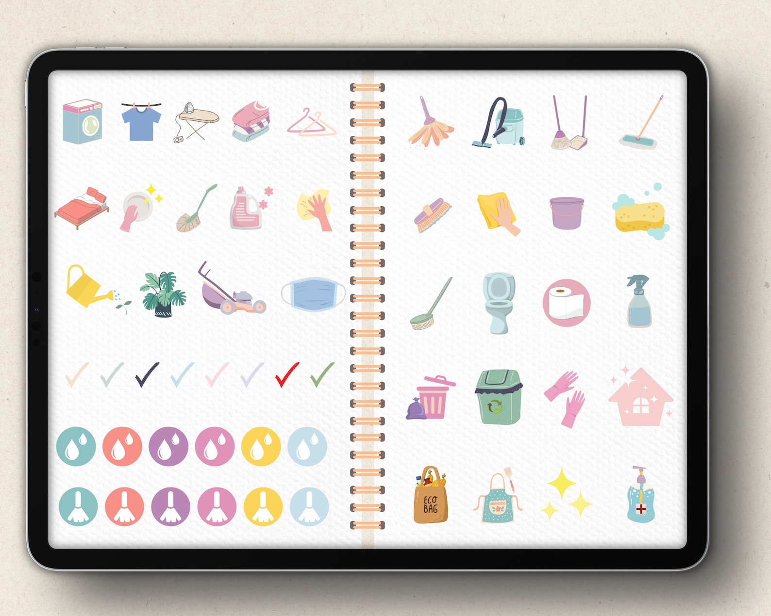 Digital Goodnotes CLEANING Stickers, Cleaning Clip Art, Chores Pre ...