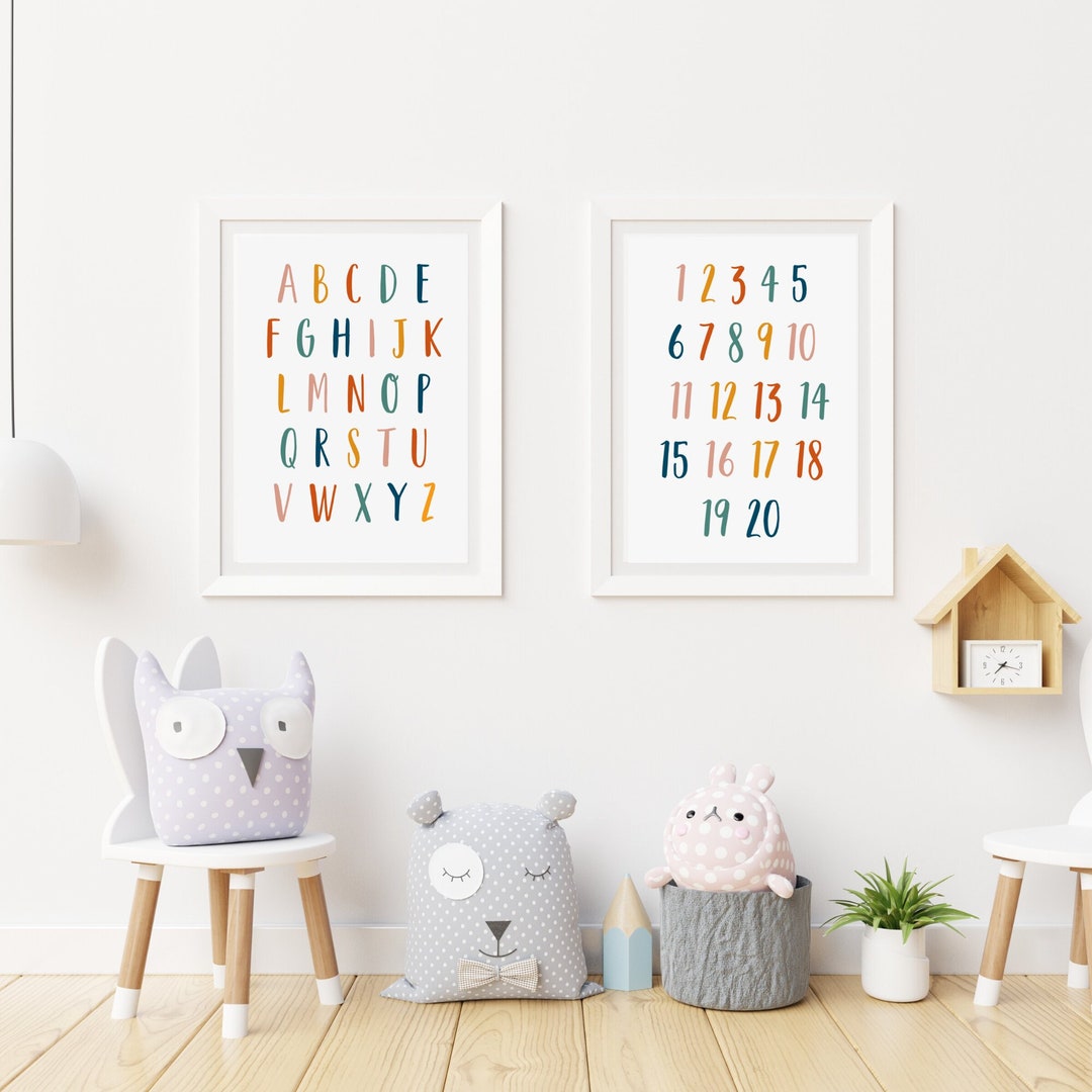 Alphabet, Abc Poster, Set of 2 Prints, 123 Print, Number Poster ...