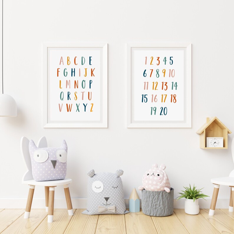 Alphabet, Abc Poster, Set of 2 Prints, 123 Print, Number Poster ...