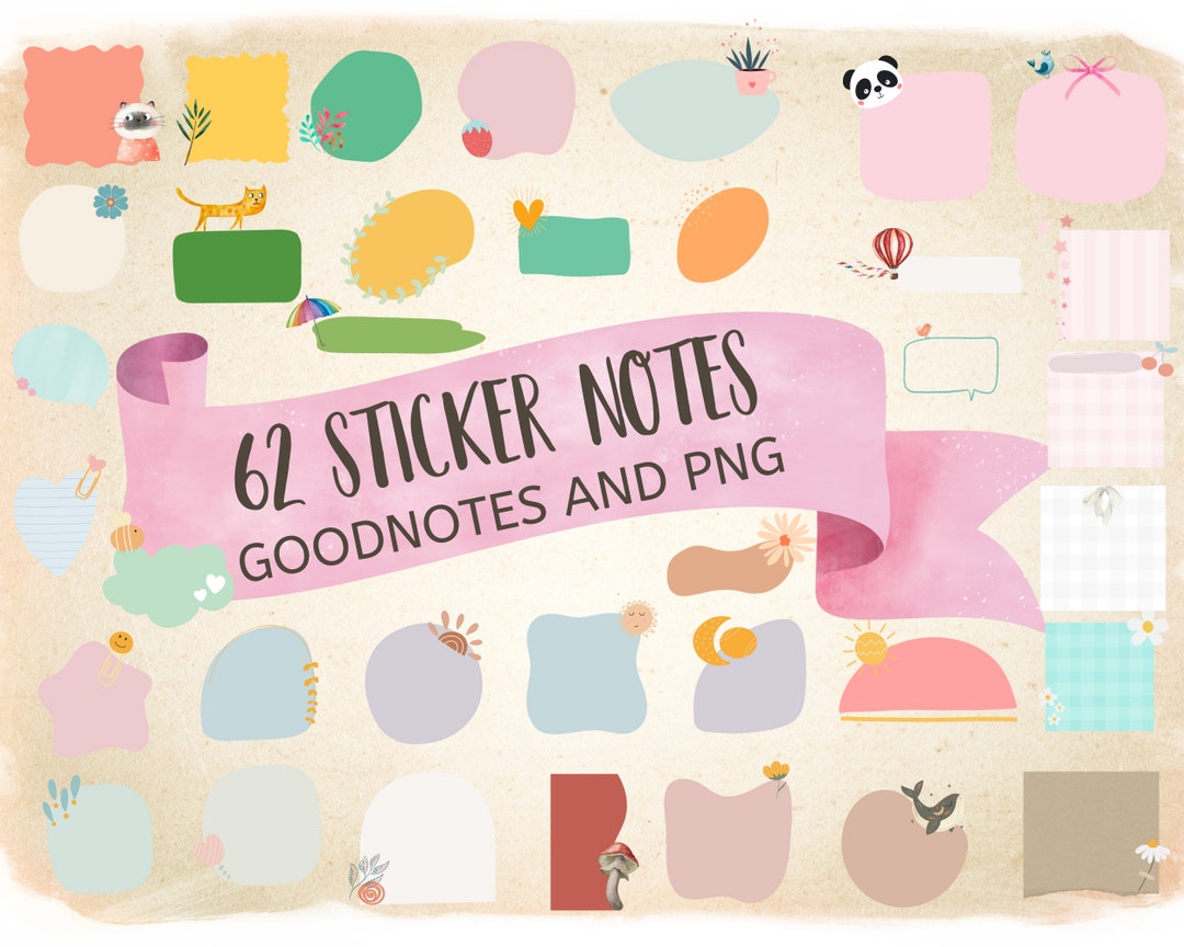 Digital Pastel Color Goodnotes Sticker, Pastel Sticky Notes PNG ...