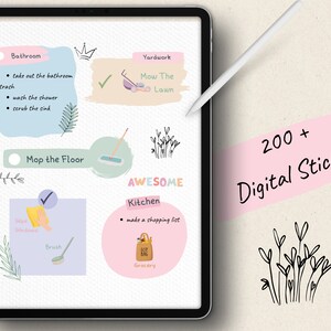 Digital Goodnotes CLEANING Stickers, Cleaning Clip Art, Chores Pre ...