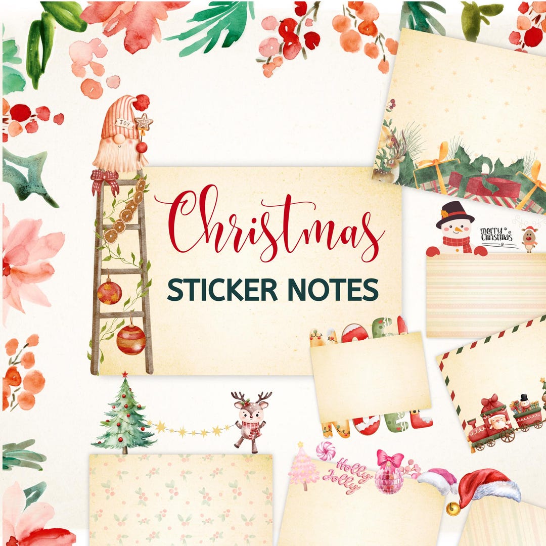 Watercolor Christmas Digital Notes, Goodnotes Stickers, Merry Christmas ...