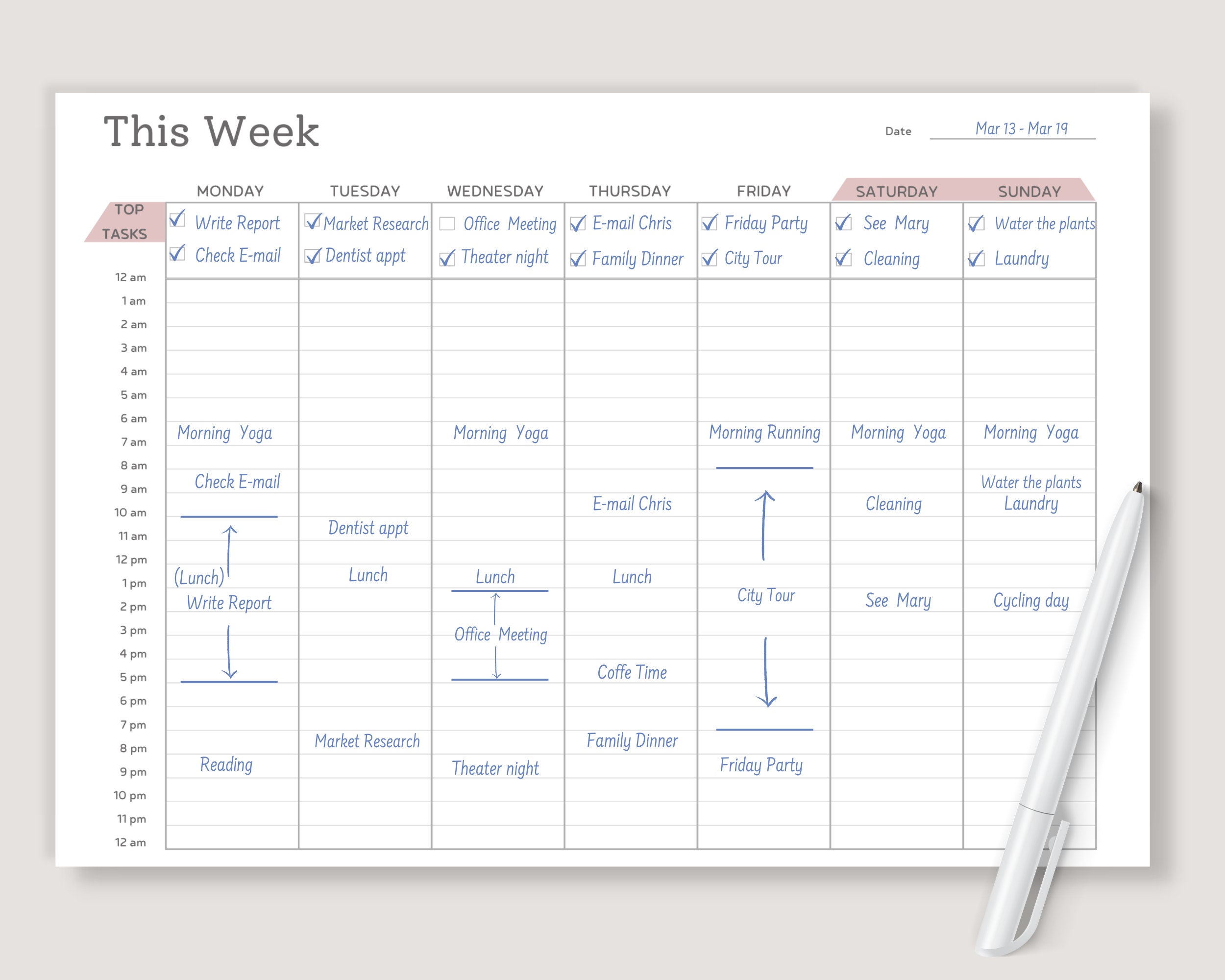 Goodnotes Digital Weekly Planner Time Blocking Weekly Daily - Etsy