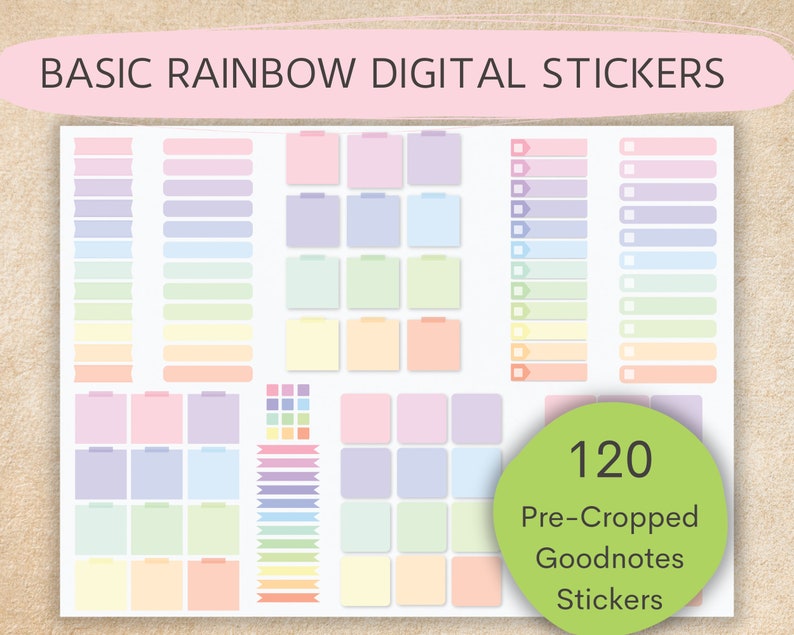 Digital Rainbow Goodnotes Sticker Rainbow Clipart PNG PNG - Etsy