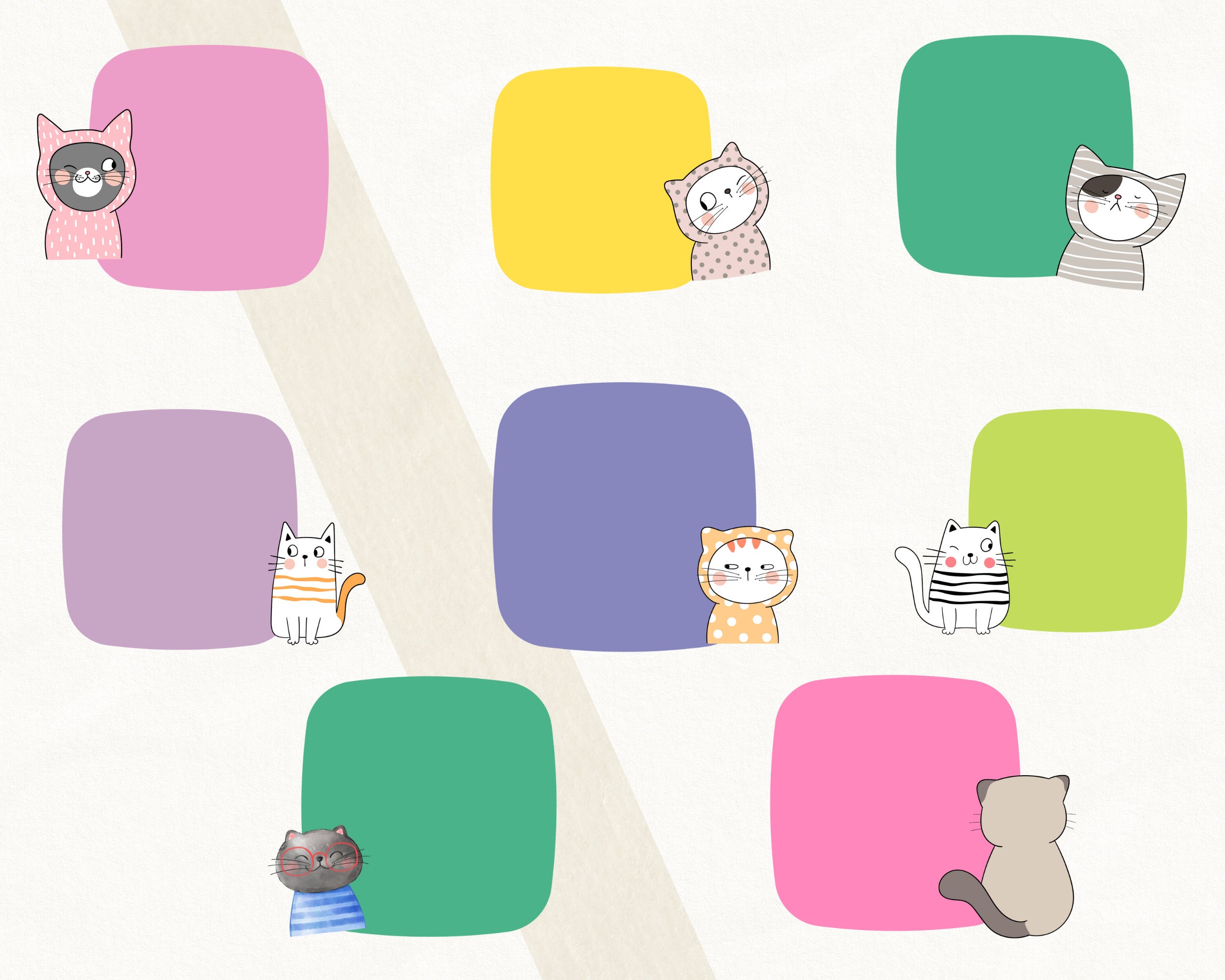 Digital Cute Cats Goodnotes Sticker Pastel Sticky Notes PNG - Etsy
