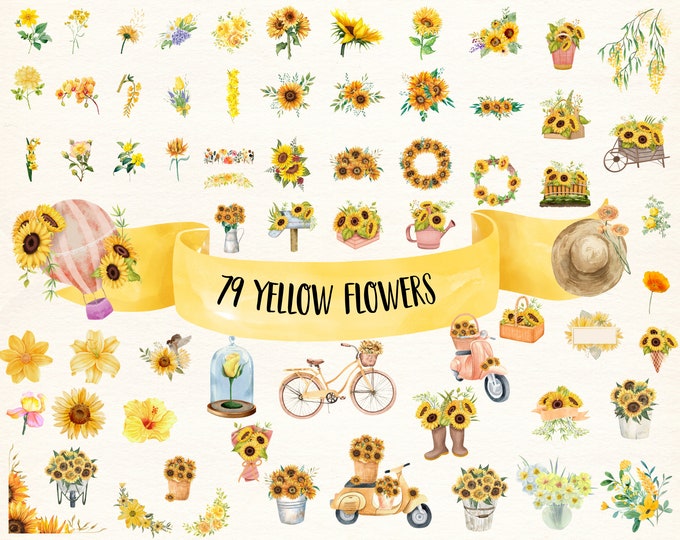 Flower Clipart - FLOWER FRIENDS - Digital Paper and Clip Art Set ...