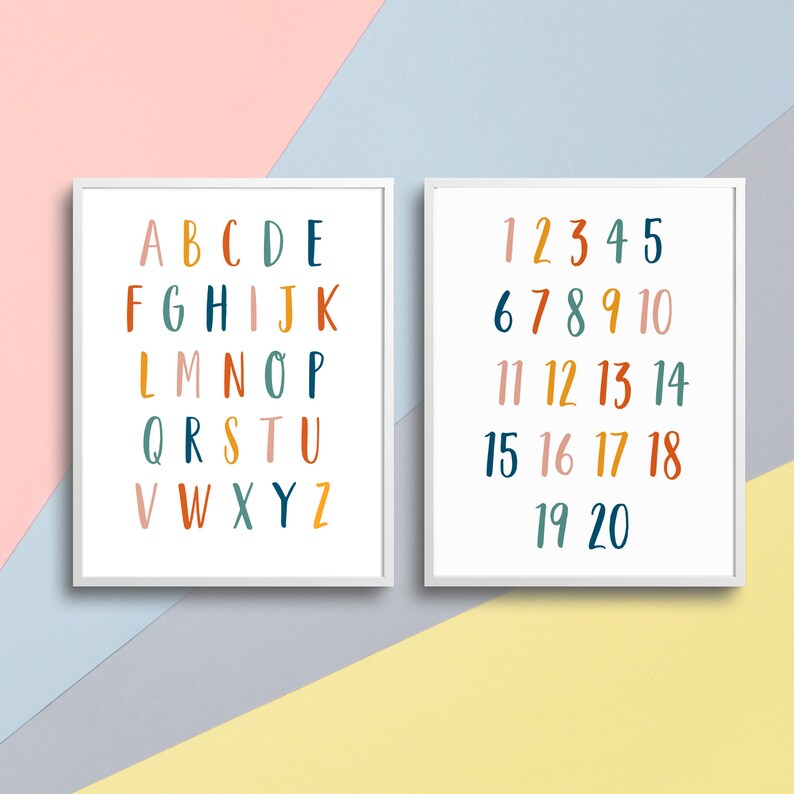 Alphabet, Abc Poster, Set of 2 Prints, 123 Print, Number Poster ...