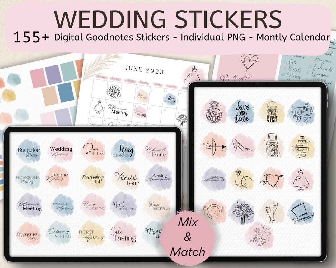 Goodnotes Wedding Digital Planner Stickers, Goodnotes Pre-cropped ...