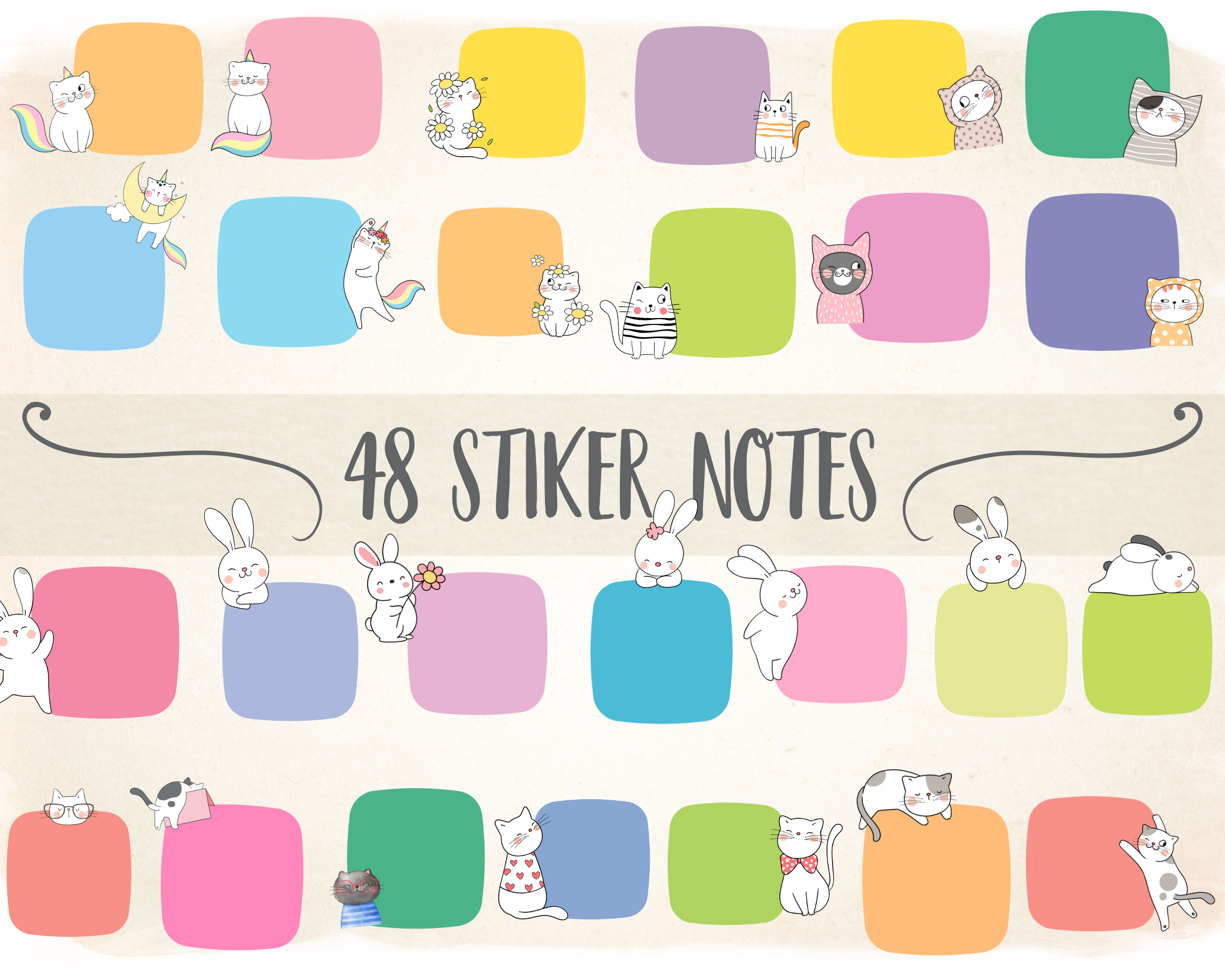 Digital Cute Cats Goodnotes Sticker Pastel Sticky Notes PNG - Etsy