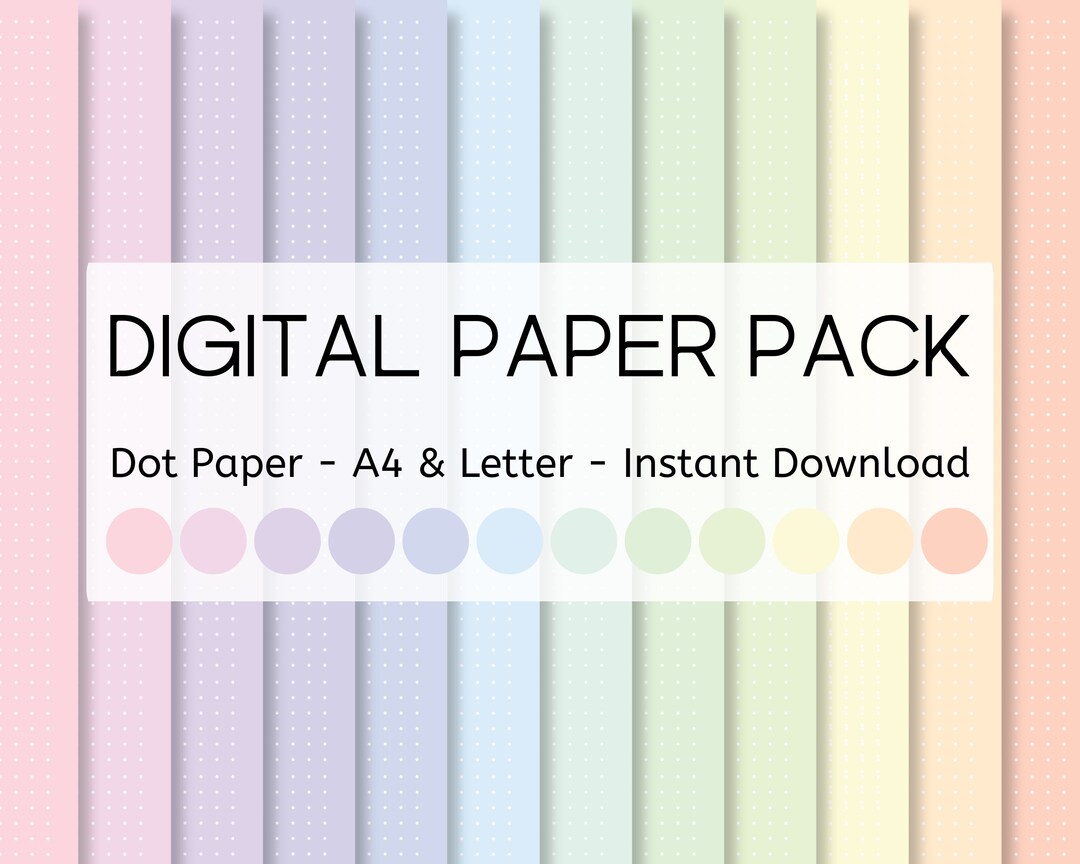 Pastel Digital Paper, Multi-colored, Dot Grid Paper, Dotted Paper ...