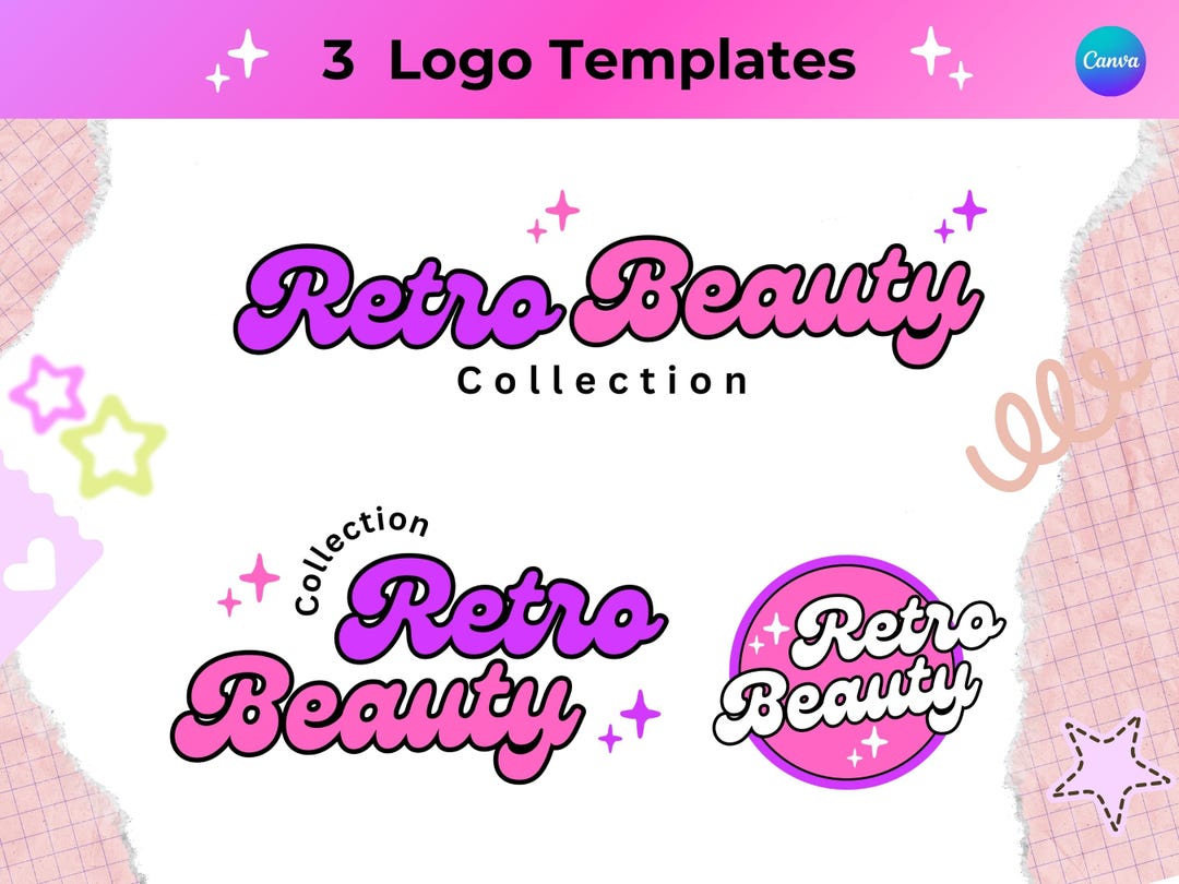 Retro Logo Design | Pink Logo Template| Editable Logo Design | Canva ...