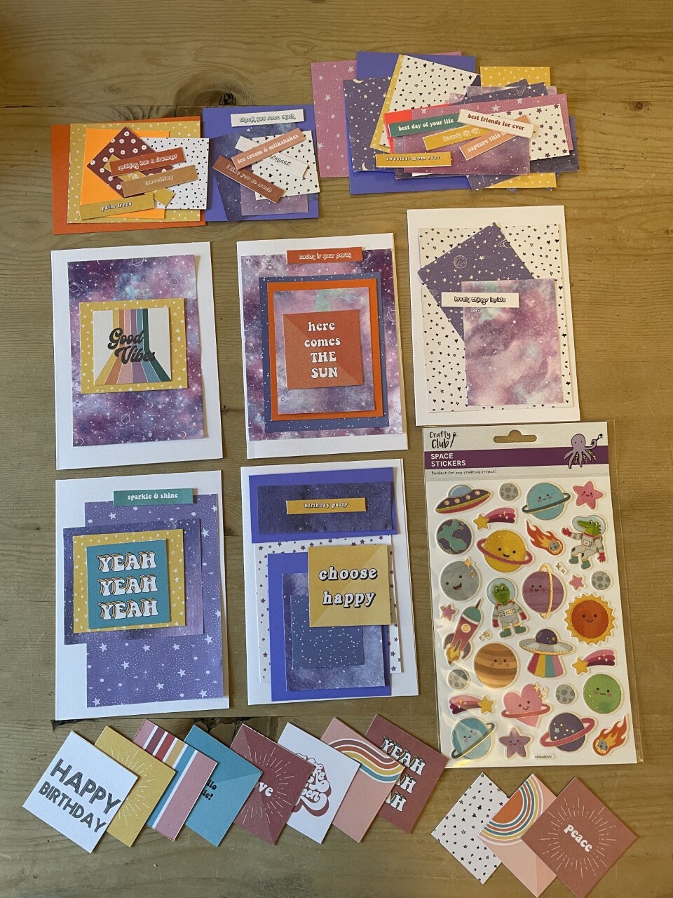 Card Making Kit, Cute Kawaii Space Stickers, Card Toppers, Card Craft ...