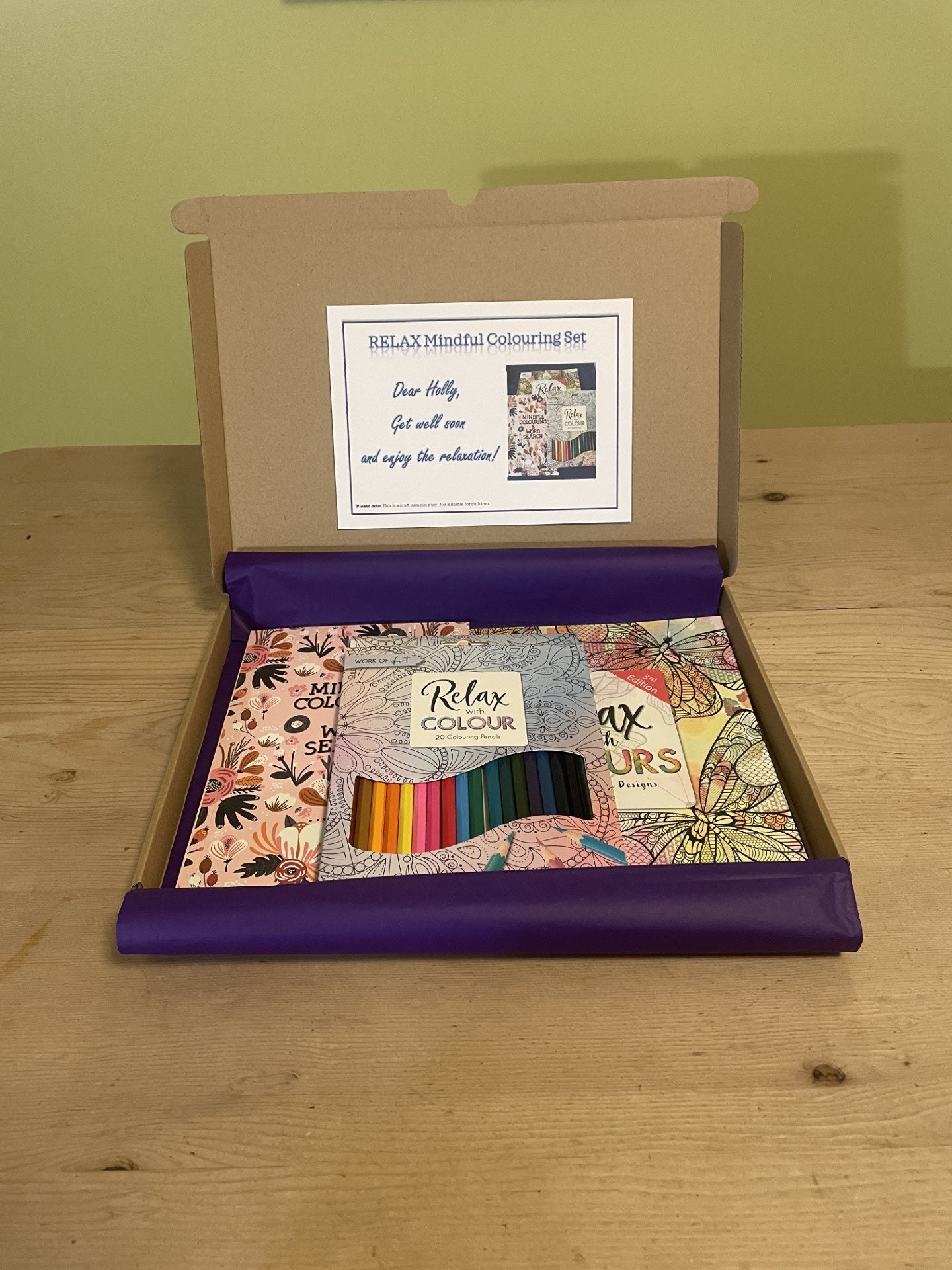 Mindful Colouring and Word Search Gift Set, Personalised Letterbox Gift ...