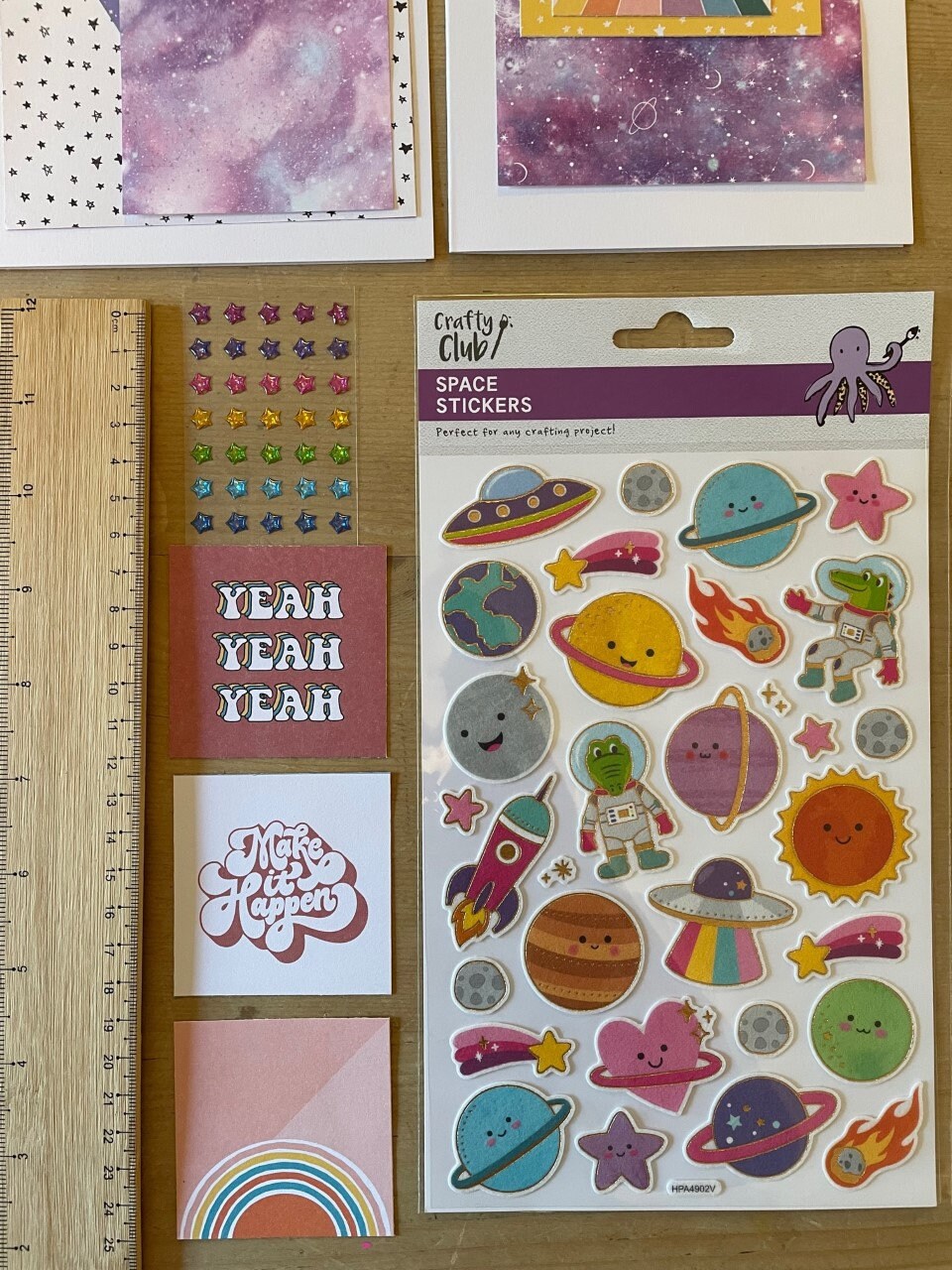 Card Making Kit Cute Kawaii Space Stickers Card Toppers - Etsy UK