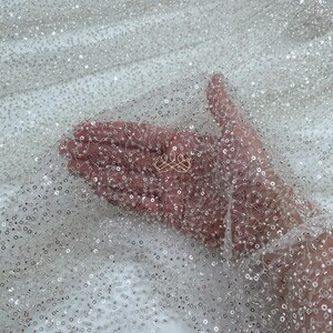 Silver Bead Fabric for Wedding Dress, Silver Embellish Fabric for ...