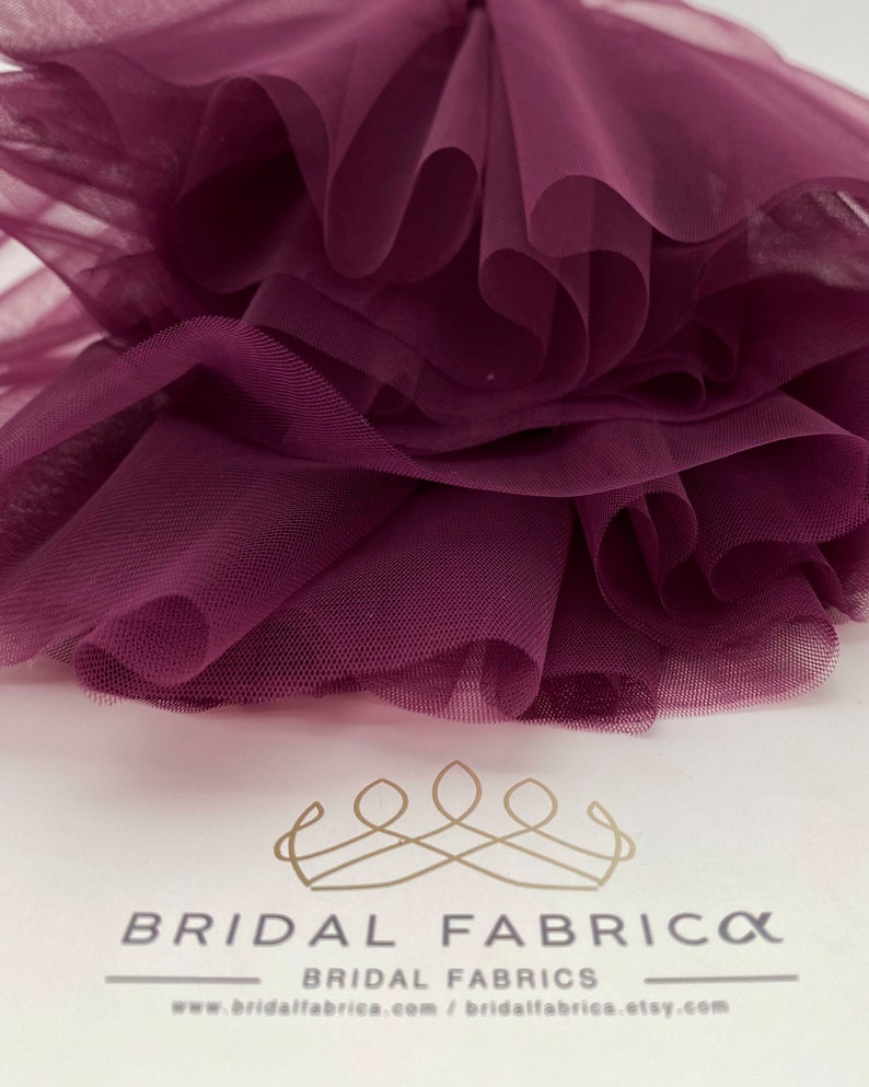 Mulberry Soft Tulle Fabric, 118” Wide Bridal Illusion Mesh Material ...