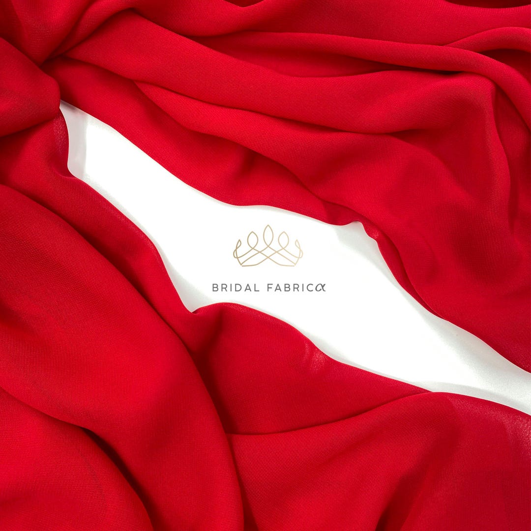 Scarlet Red Multi Chiffon Fabric by the Yard, 60" Width Bridal Chiffon ...