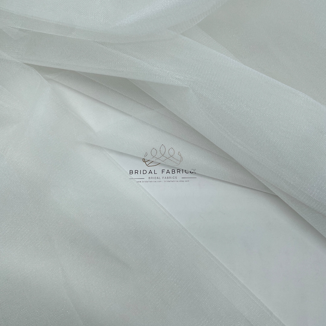 Ivory Crystal Tulle Fabric by the Yard, Stiff Tulle by the Bolt for ...