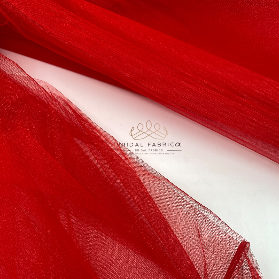 Ct46-light Red Crystal Tulle Fabric by the Yard, Red Shiny Stiff Tulle ...