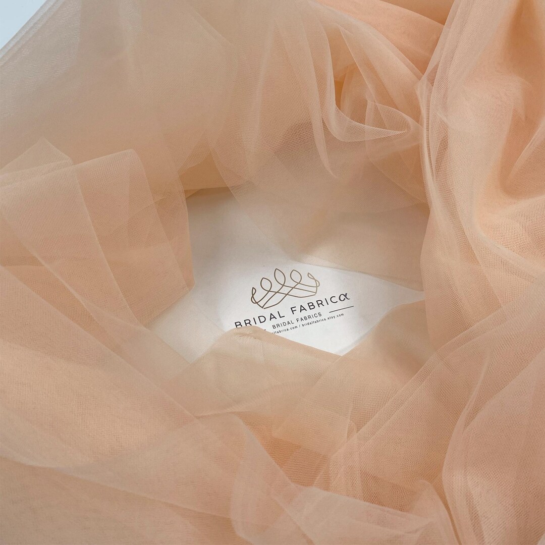 Light Peach Bridal Tulle Fabric, 118” Wide Italian Matte Mesh Material ...