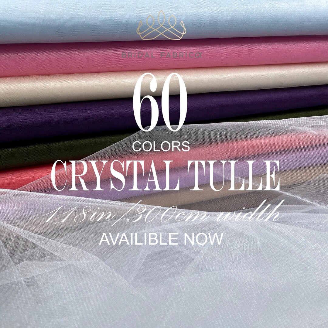 Shiny Crystal Tulle Fabric by the Yard, Extra Wide 3 Meter Stiff Tulle ...