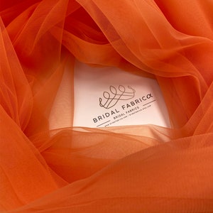 St30-orange Soft Tulle Fabric by the Yard, Extra Wide Stretch Illusion ...
