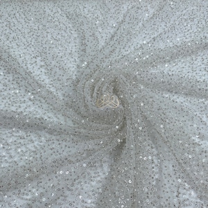 Silver Bead Fabric for Wedding Dress, Silver Embellish Fabric for ...