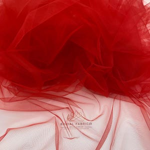 Bt74-ruby Red Bridal Tulle Fabric by the Yard, Red Tulle by the Bolt ...