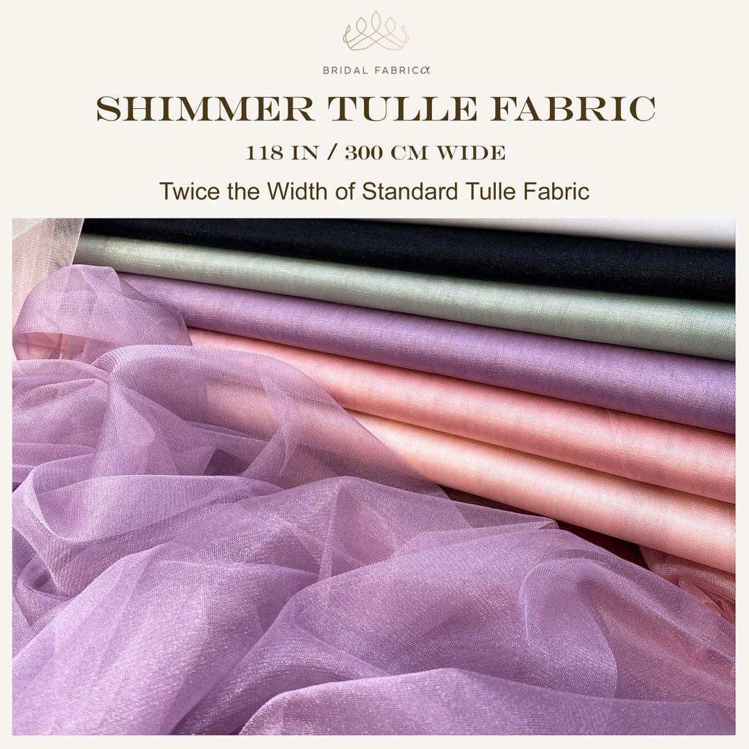 Bridal Shimmer Tulle Fabric, 118” Wide Glimmer Stretch Mesh for Bridal ...