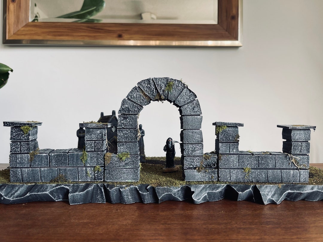 Arch With Retaining Walls and Pillars for Christmas Village, Halloween ...
