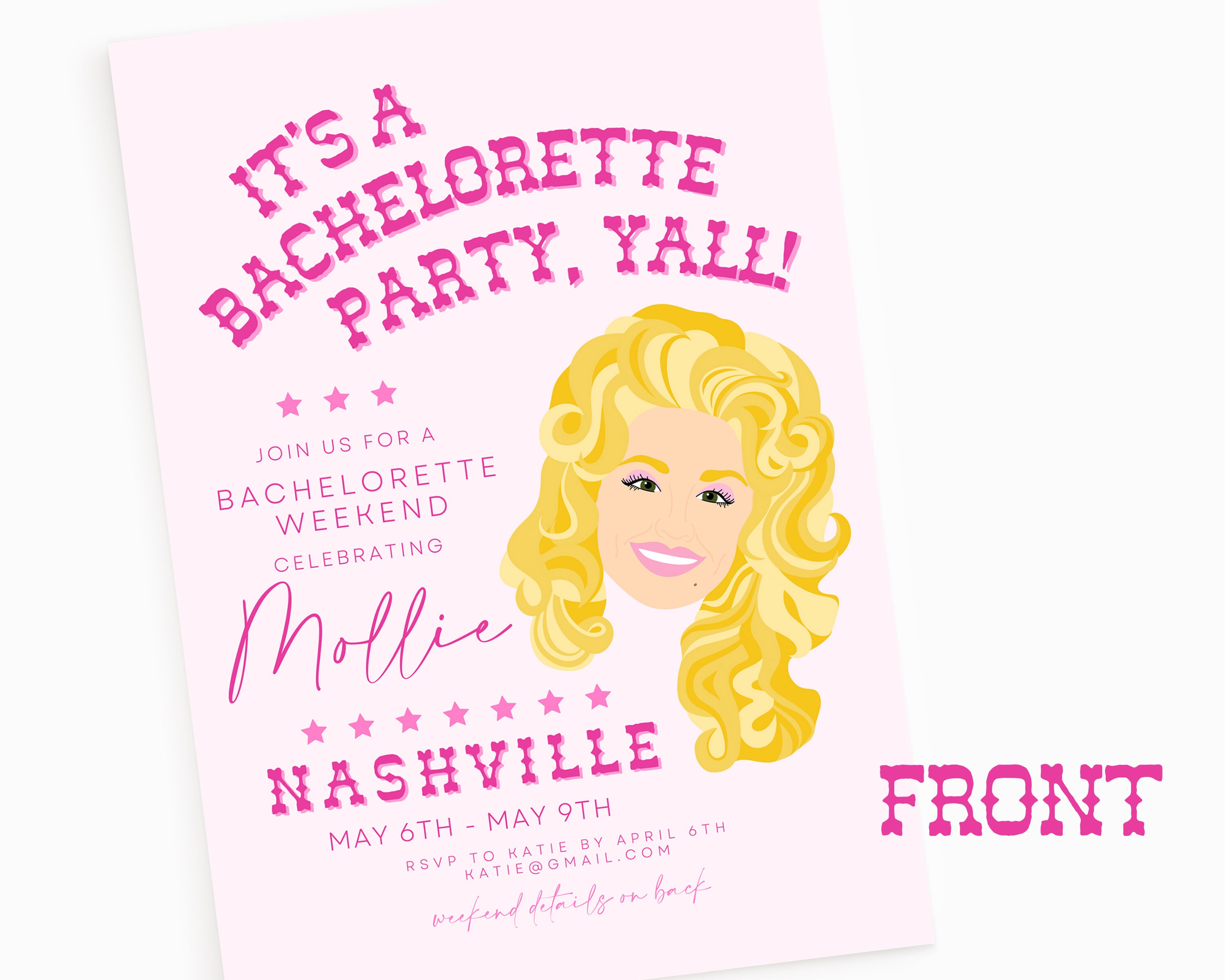 Dolly Parton Bachelorette Invitation, Nashville Bachelorette Weekend ...