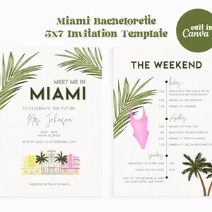 Miami Bachelorette Invitation, Custom Miami Bach Weekend Invite, Miami ...