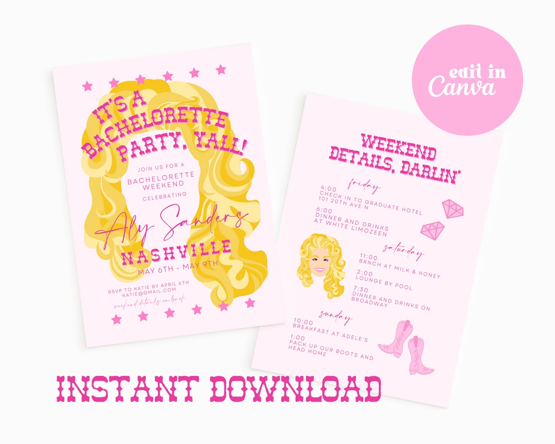 Dolly Parton Invitation Nashville Bachelorette Invitation - Etsy