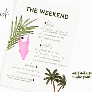 Miami Bachelorette Invitation, Custom Miami Bach Weekend Invite, Miami ...