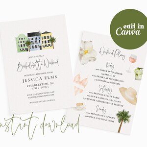 Bachelorette Invitation Charleston, Editable Charleston Bach Weekend ...