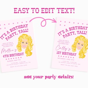 Dolly Parton Birthday Invitation, Nashville Dolly Birthday Invite ...