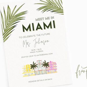 Miami Bachelorette Invitation, Custom Miami Bach Weekend Invite, Miami ...