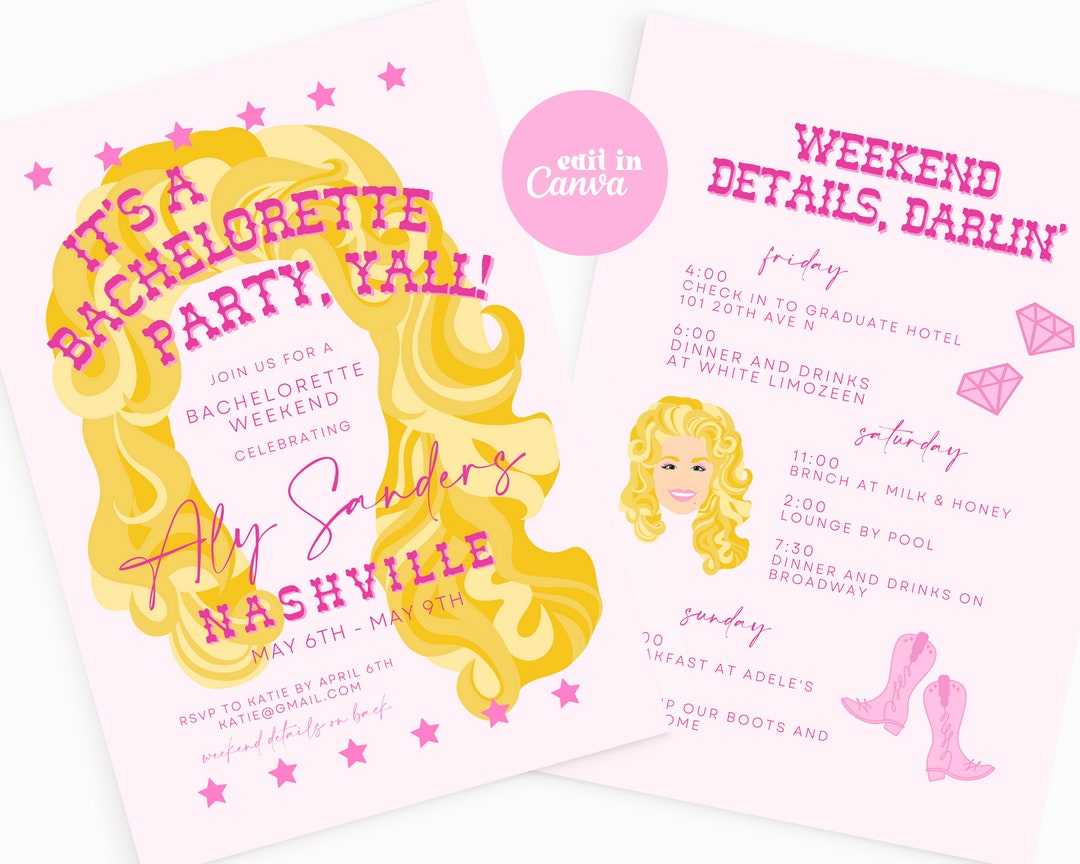 Dolly Parton Invitation Nashville Bachelorette Invitation - Etsy