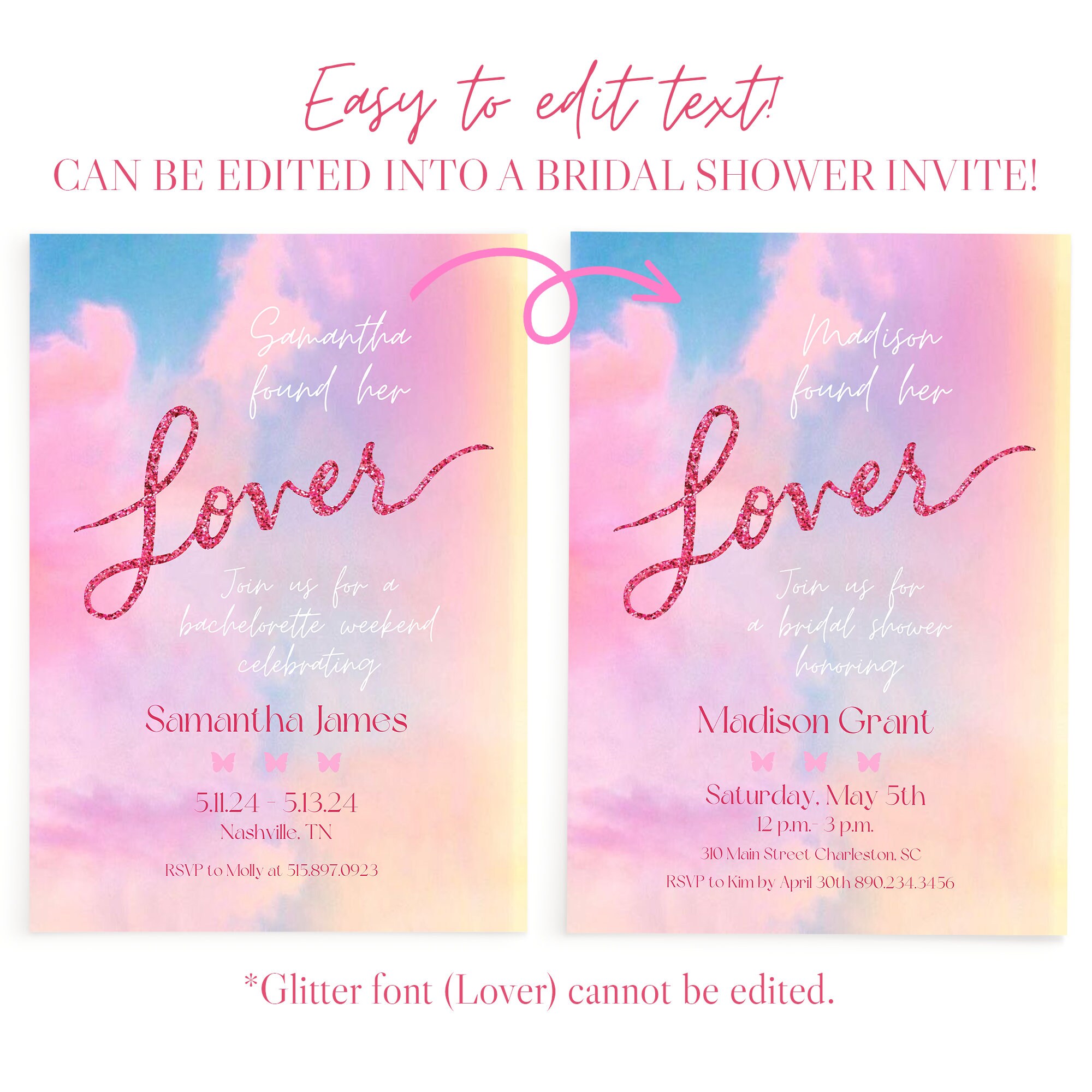 Lover Bachelorette Party Invitation, Taylor Swift Theme Bachelorette ...