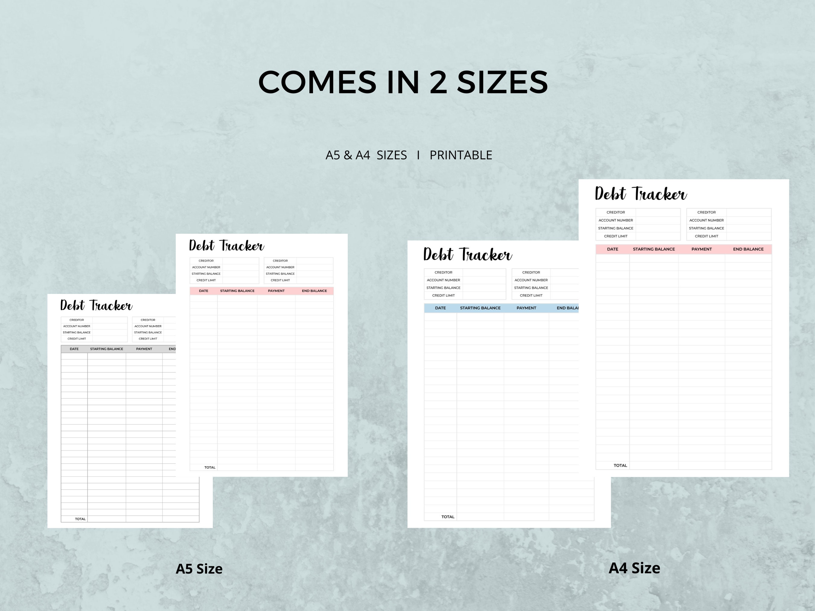 Printable Debt Tracker Finance Planner, Debt Payoff Log Instant ...
